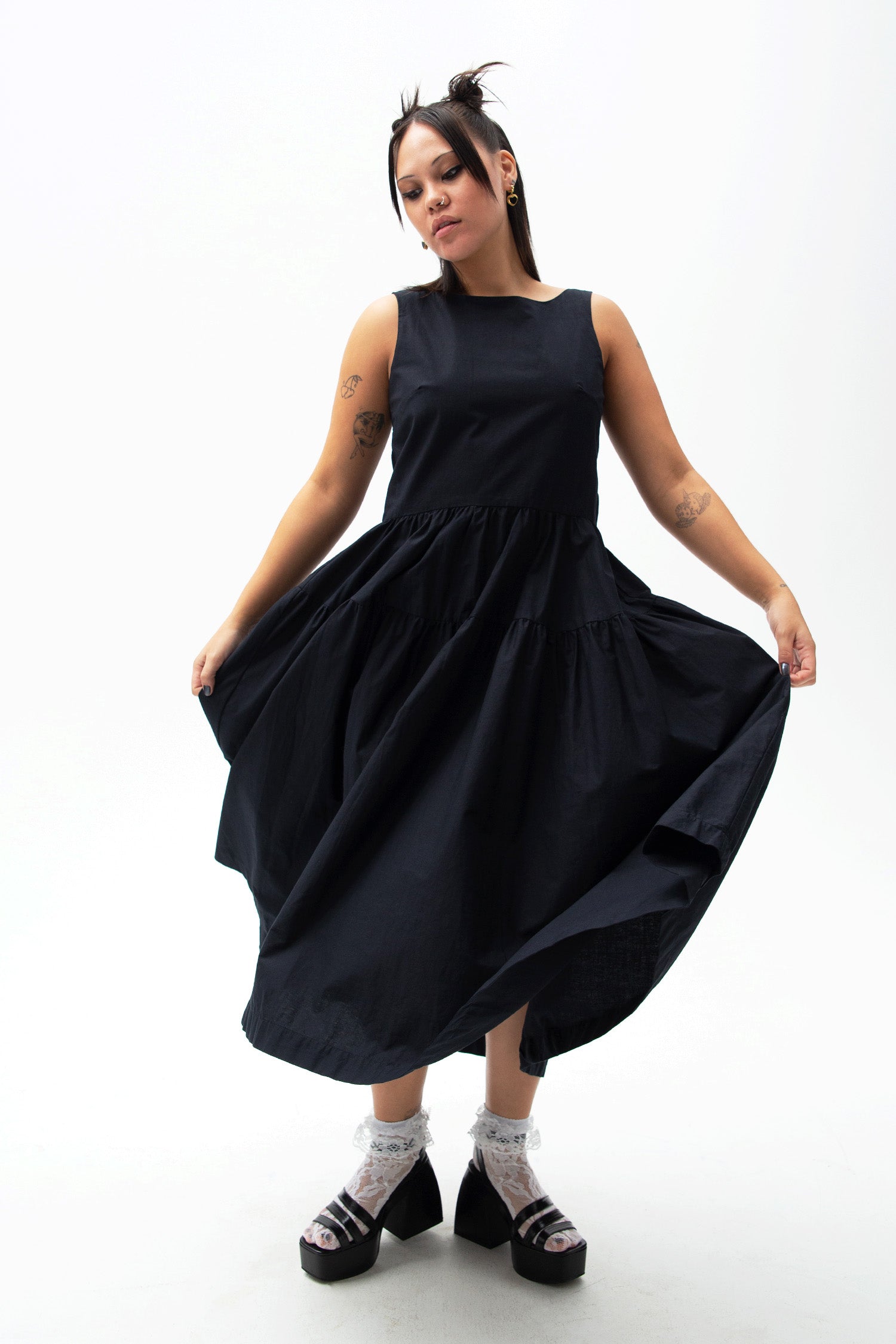 Forever Yours Gathered Midi Dress - Black – Emma Mulholland on Holiday
