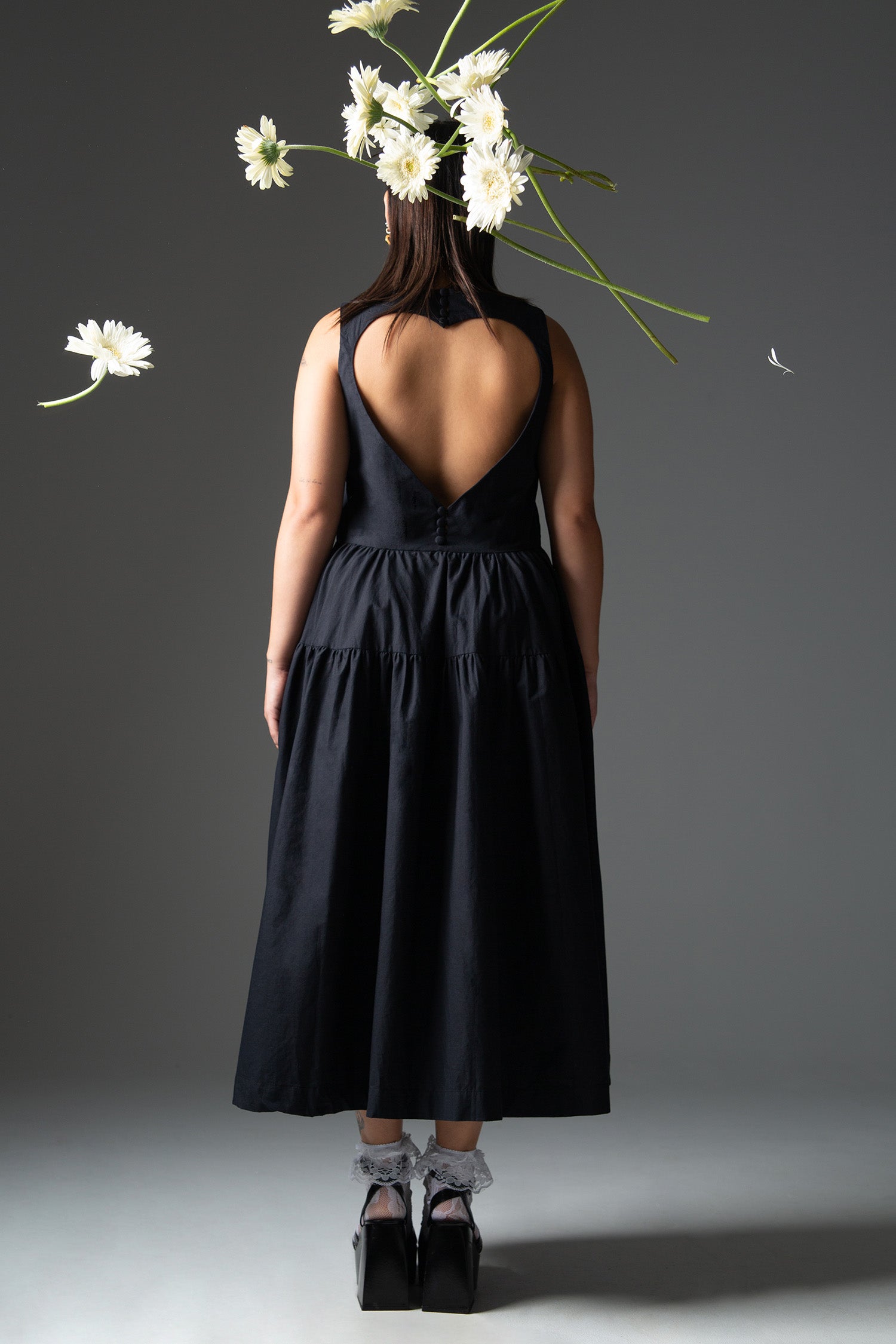 Forever Yours Gathered Midi Dress - Black – Emma Mulholland on Holiday