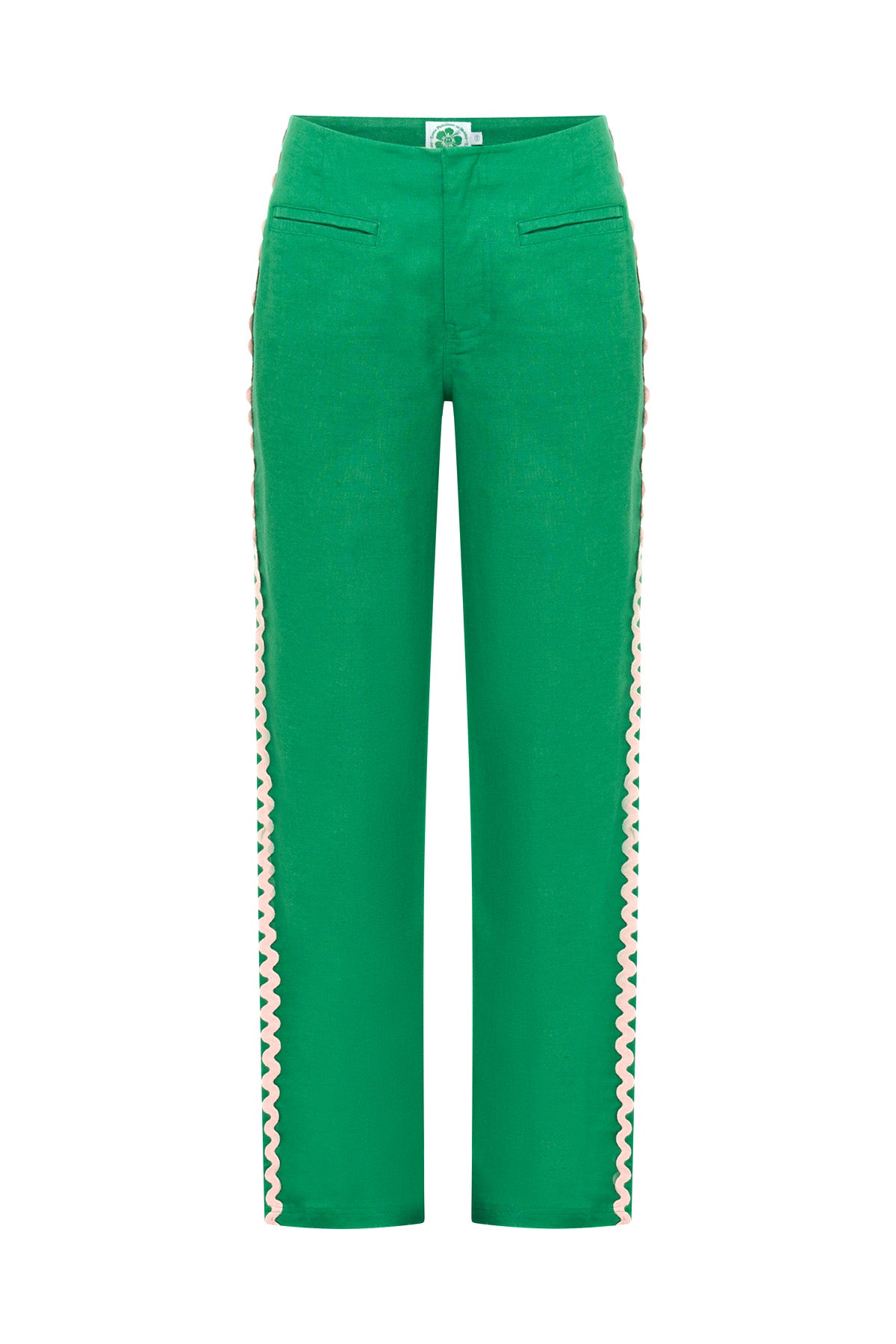 Spaghetti Linen Pants - Green/Pink – Emma Mulholland on Holiday