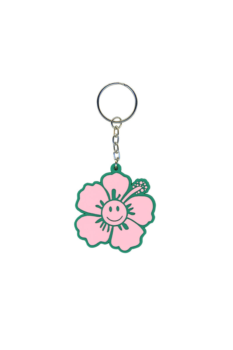 Happy Hibiscus Key Ring - Pink/Green – Emma Mulholland on Holiday